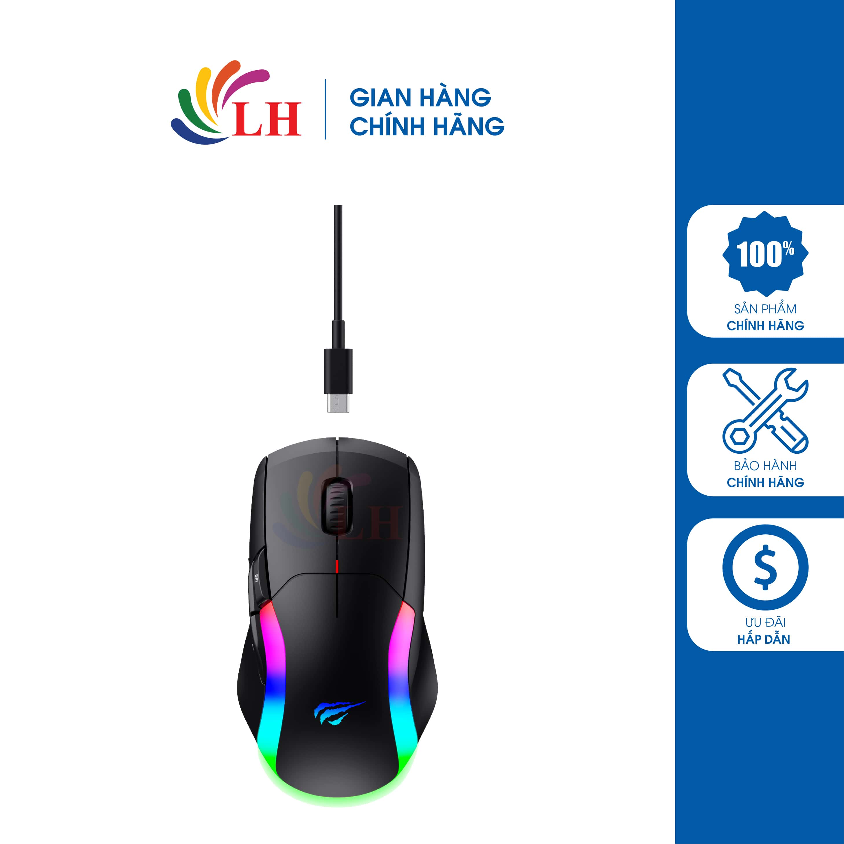 Chuột không dây Gaming Havit MS959W - Hàng chính hãng - Công nghệ không dây 2.4GHz, LED RGB đặc ...