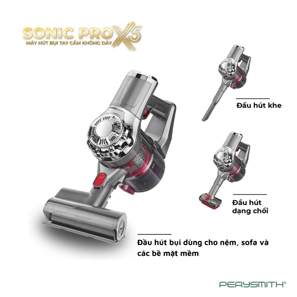 Máy hút bụi không dây cầm tay PerySmith Sonic Pro X5 lực hút mạnh ...