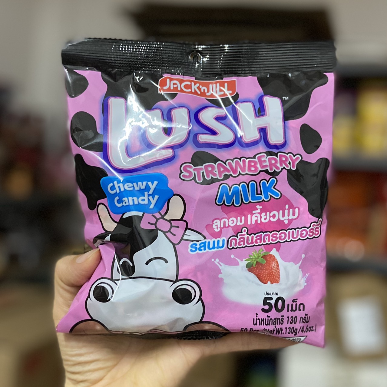 Gói 50 viên Kẹo bò sữa Lush Jack n Jill Thái Lan 140g (sữa bò dâu tây ...