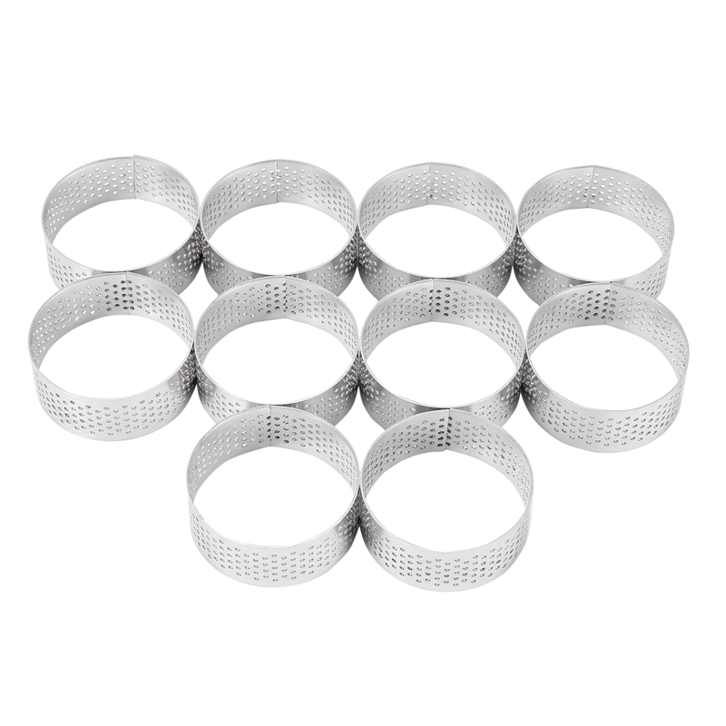 10 Pack 5Cm Stainless Steel Tart Ring, Heat-Resistant Perforated Cake ...