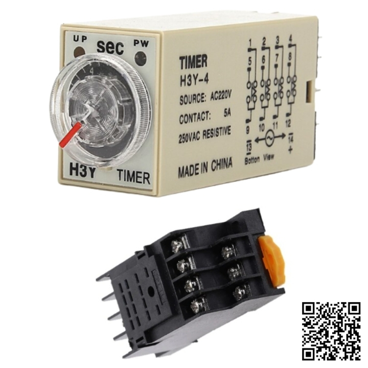 Timer Mini H3y-4 Rơ Le Thời Gian 14 Chân Dẹp Nhỏ Có 4 Bộ Tiếp Điểm No ...