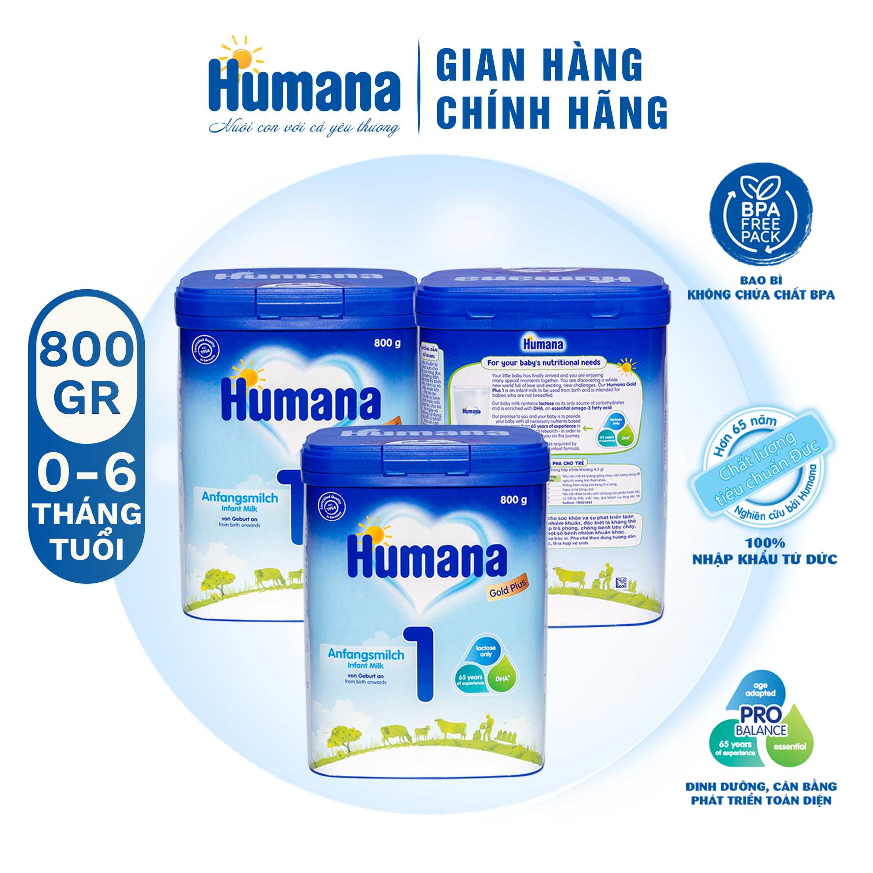 (Combo 3 Hộp) (Date 06032024) Sữa Bột Công Thức Dành Cho Trẻ Humana ...