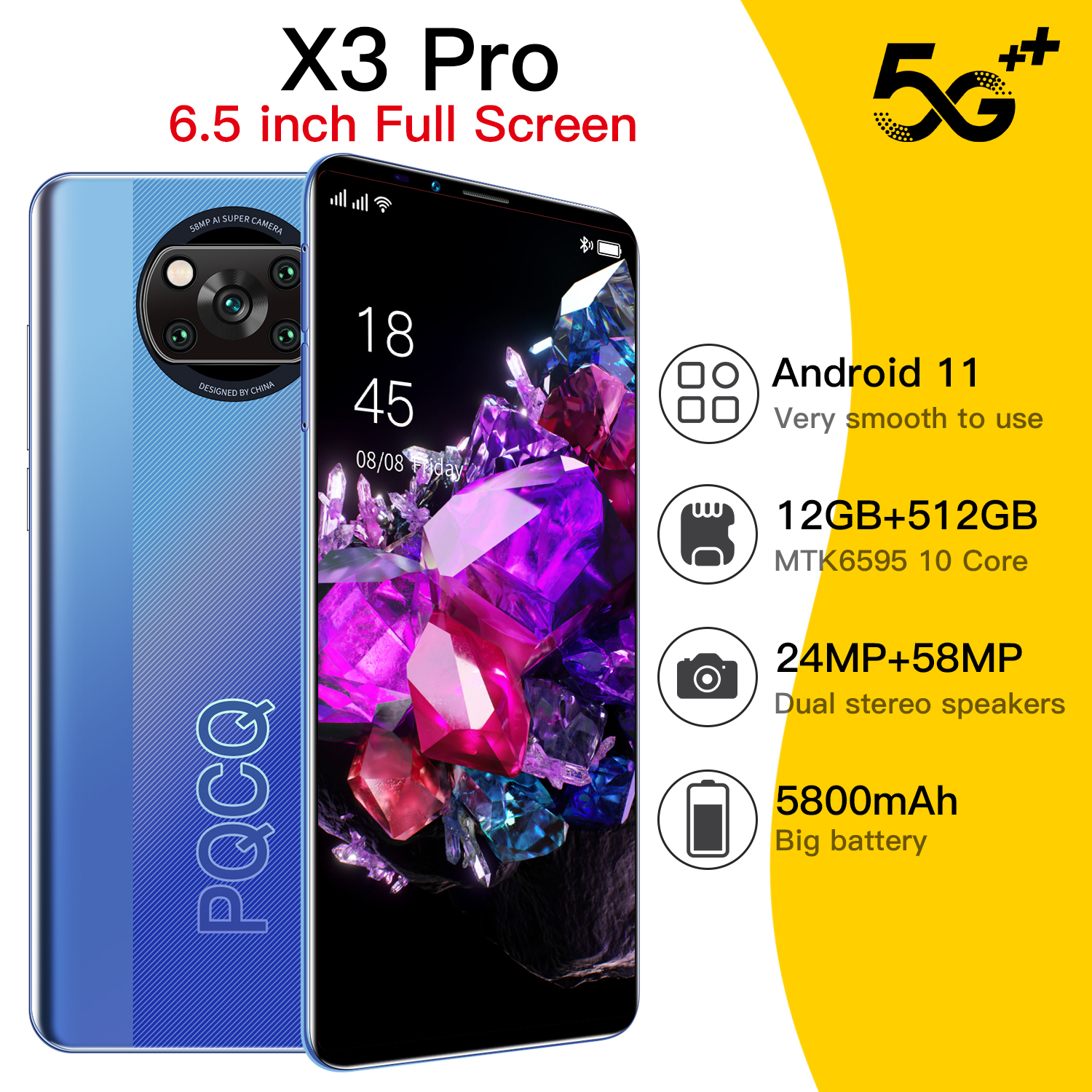 X3 Pro Điện Thoại Di Động Chính Hãng Murah Màn Hình 6.5Inch Bộ Nhớ 12512GB RAM Hai Thẻ Sim ...
