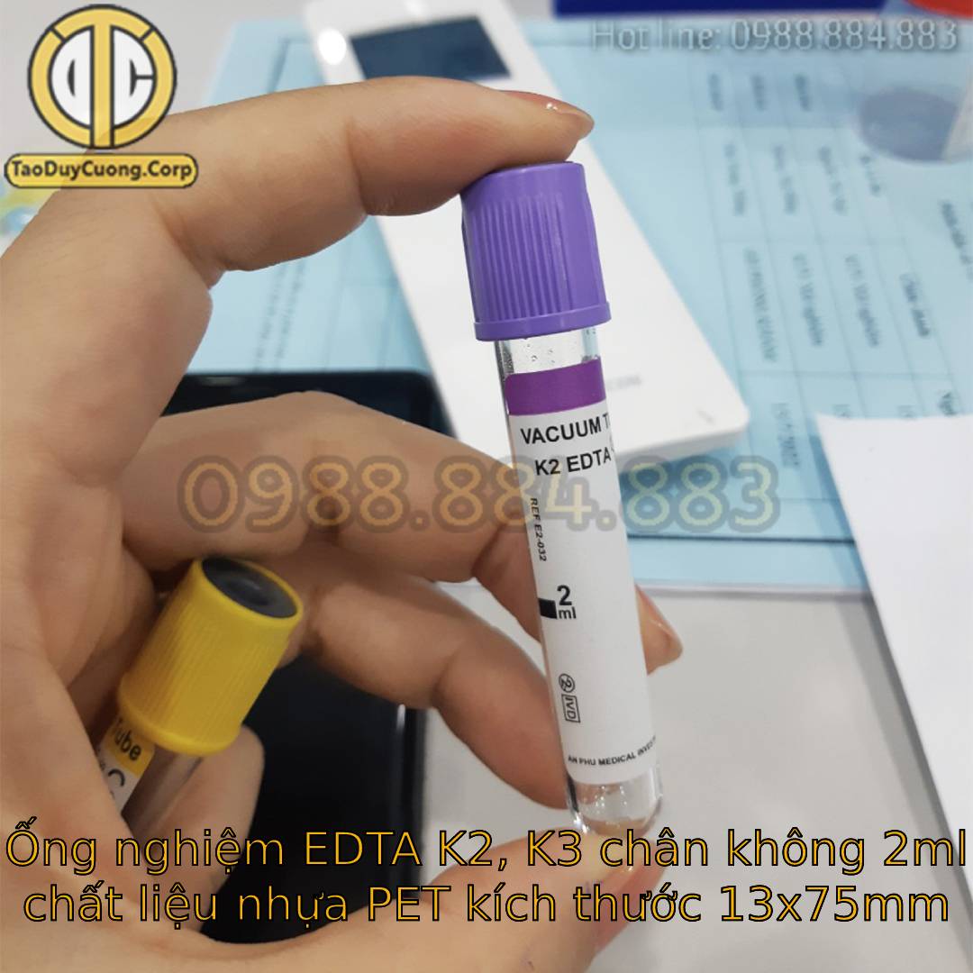 Ống nghiệm EDTA K2, EDTA K3 chân không chống đông máu nắp cao su và nắp ...
