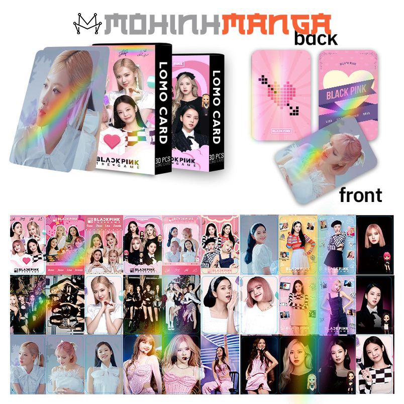 Lomo card bo góc BP hologram hộp 50 thẻ in 2 mặt Lisa Jennie Jisoo Rose ...