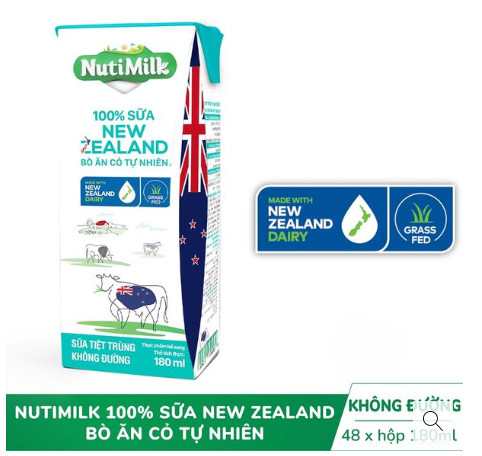 Thùng 48 Hộp NutiMilk 100 Sữa New Zealand Bò Ăn Cỏ Tự Nhiên Sữa Tiệt ...