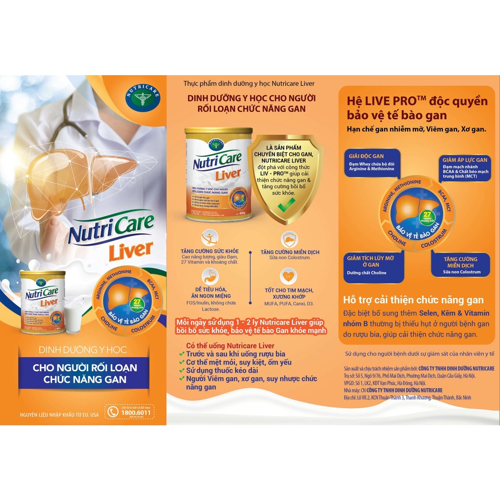 Sữa Bột Nutricare Liver Dinh Dưỡng Chuyên Biệt Cho Gan (900g) | Lazada.vn