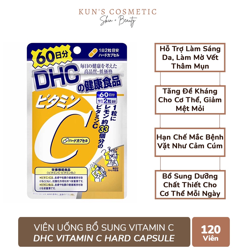 Viên Uống DHC Vitamin C Hard Capsule Trắng Da Bổ Sung Vitamin C (120 viên) - Ceria Cosmetics ...