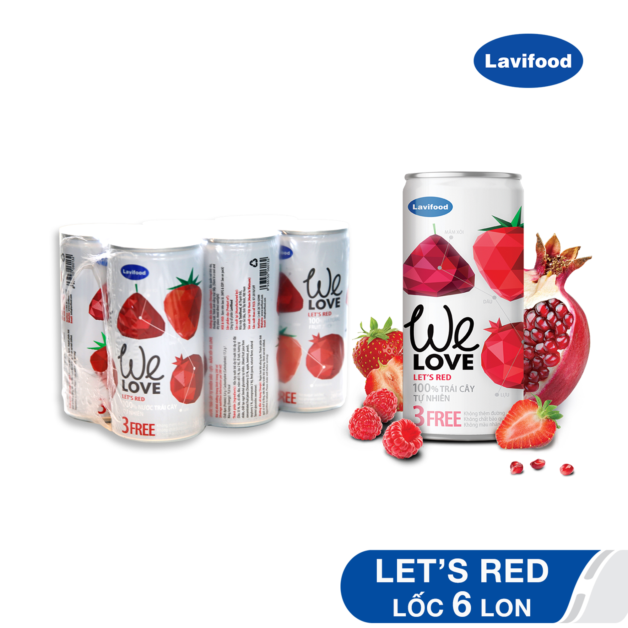 Nước Trái Cây Tự Nhiên WE LOVE Let's Red – Lavifood [Lốc 6 lon x 200ml ...