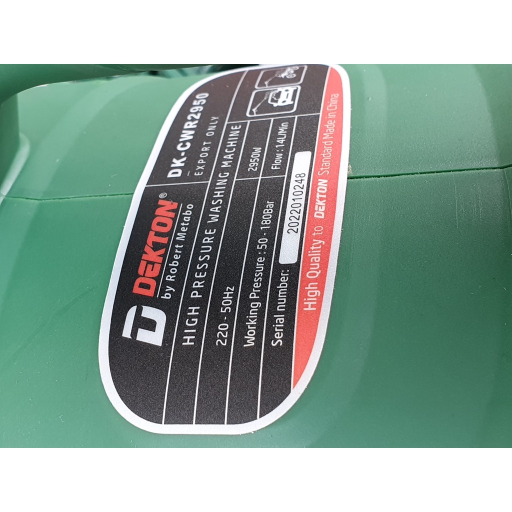 MÁY XỊT RỬA XE CHỈNH ÁP DEKTON DK-CWR2950 2950W 14LMIN DÂY XANH 12M DATE 2022 FULL ÁP LỰC TẶNG 1 ...