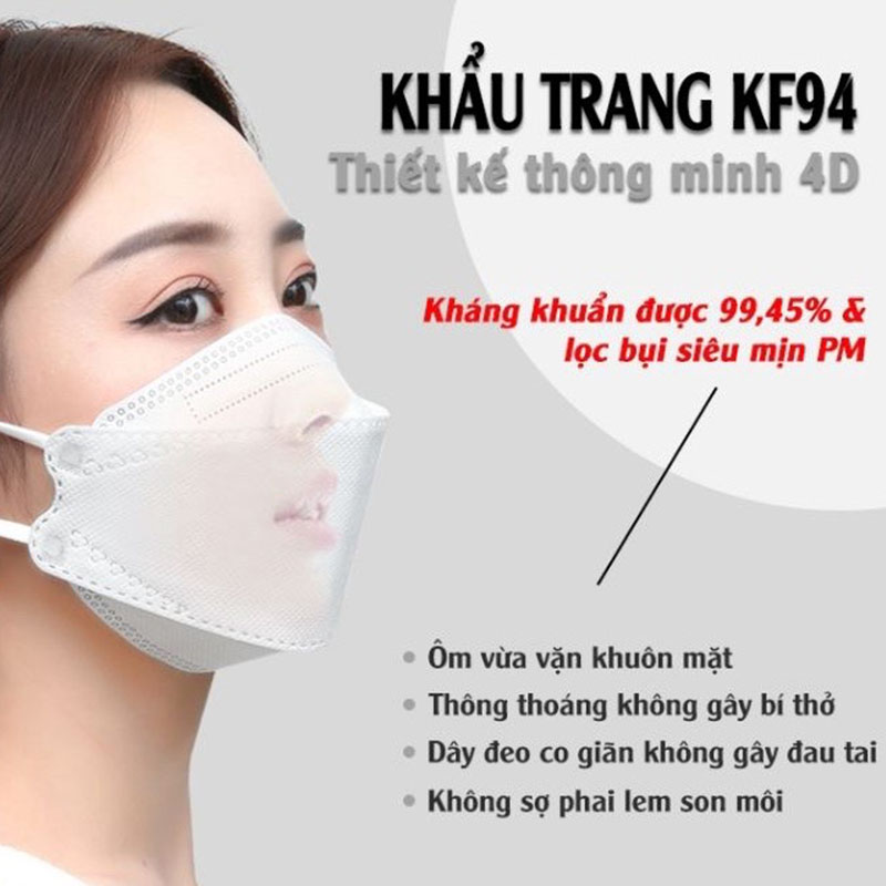 Sỉ 300 chiếc khẩu trang 4D-KF94 (1 thùng 30 gói, 1 gói 10 chiếc) - MixASale