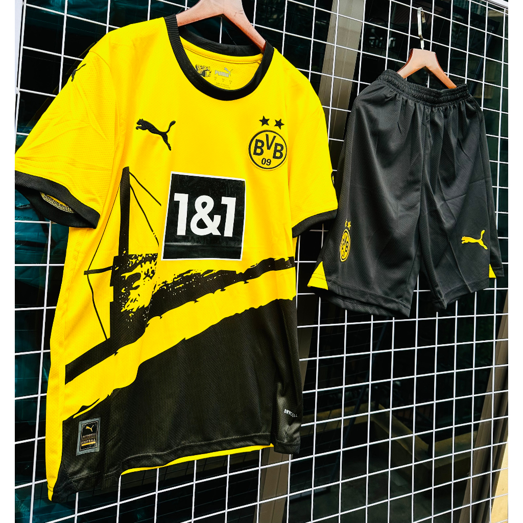 Set bộ thể thao bóng đá thời trang nam nữ vải lục giác clb Dortmund áo ...