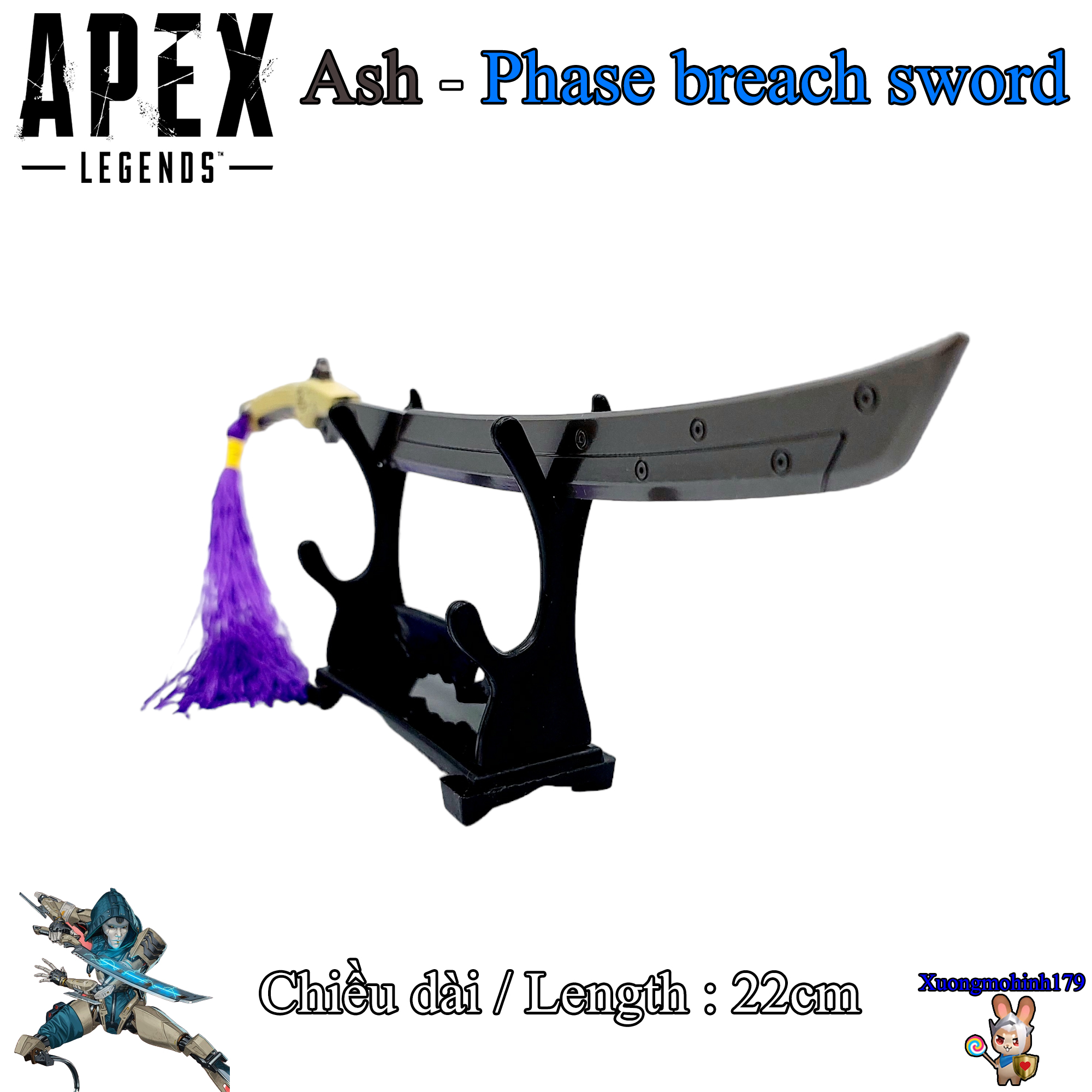 Mô hình sưu tầm Apex Legend Ash Phase breach sword kiếm kim loại 22cm ...