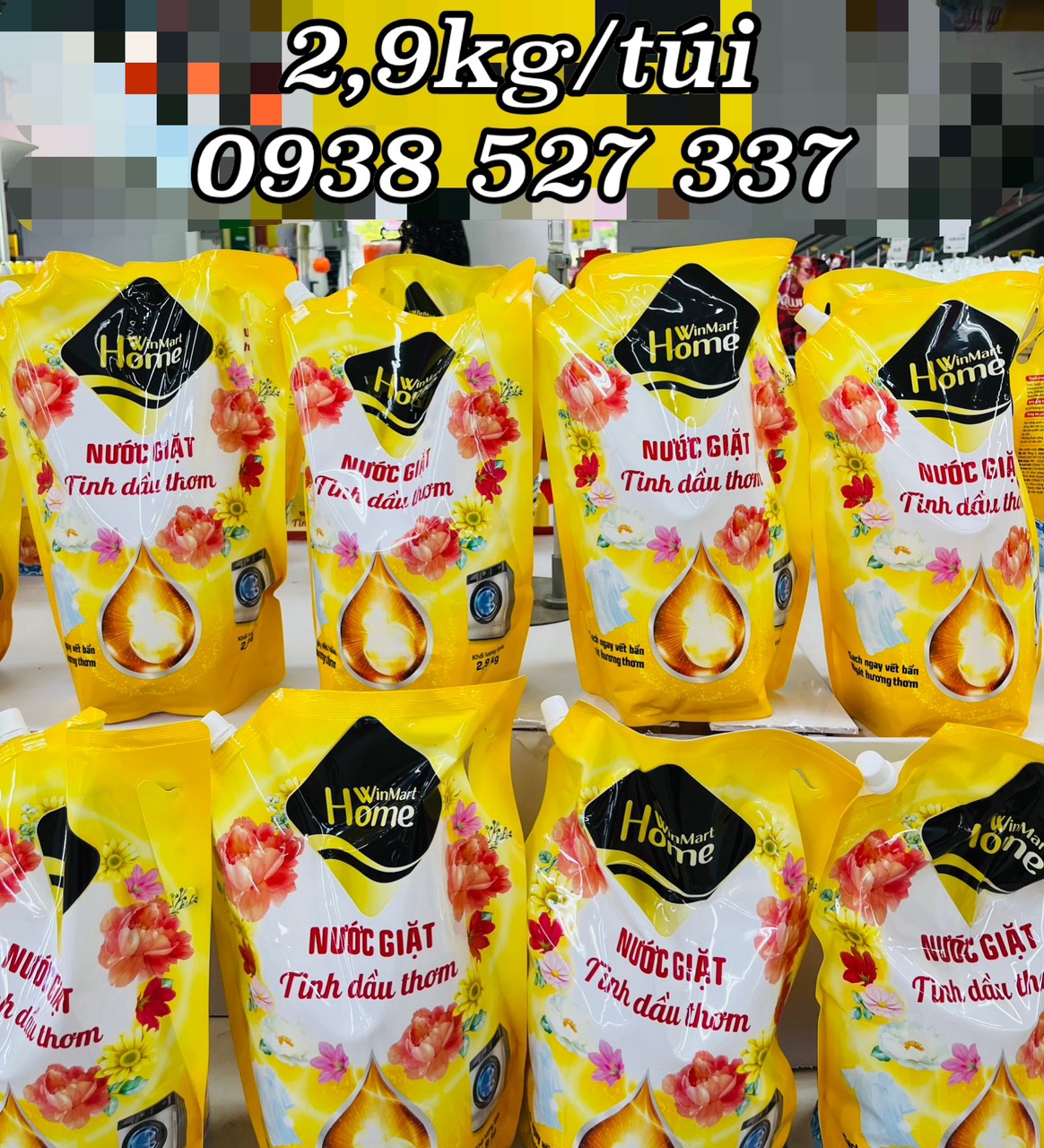 Nước giặt VinMart Home WinMart Home tinh dầu thơm 2,9kg [ cửa ngang ...