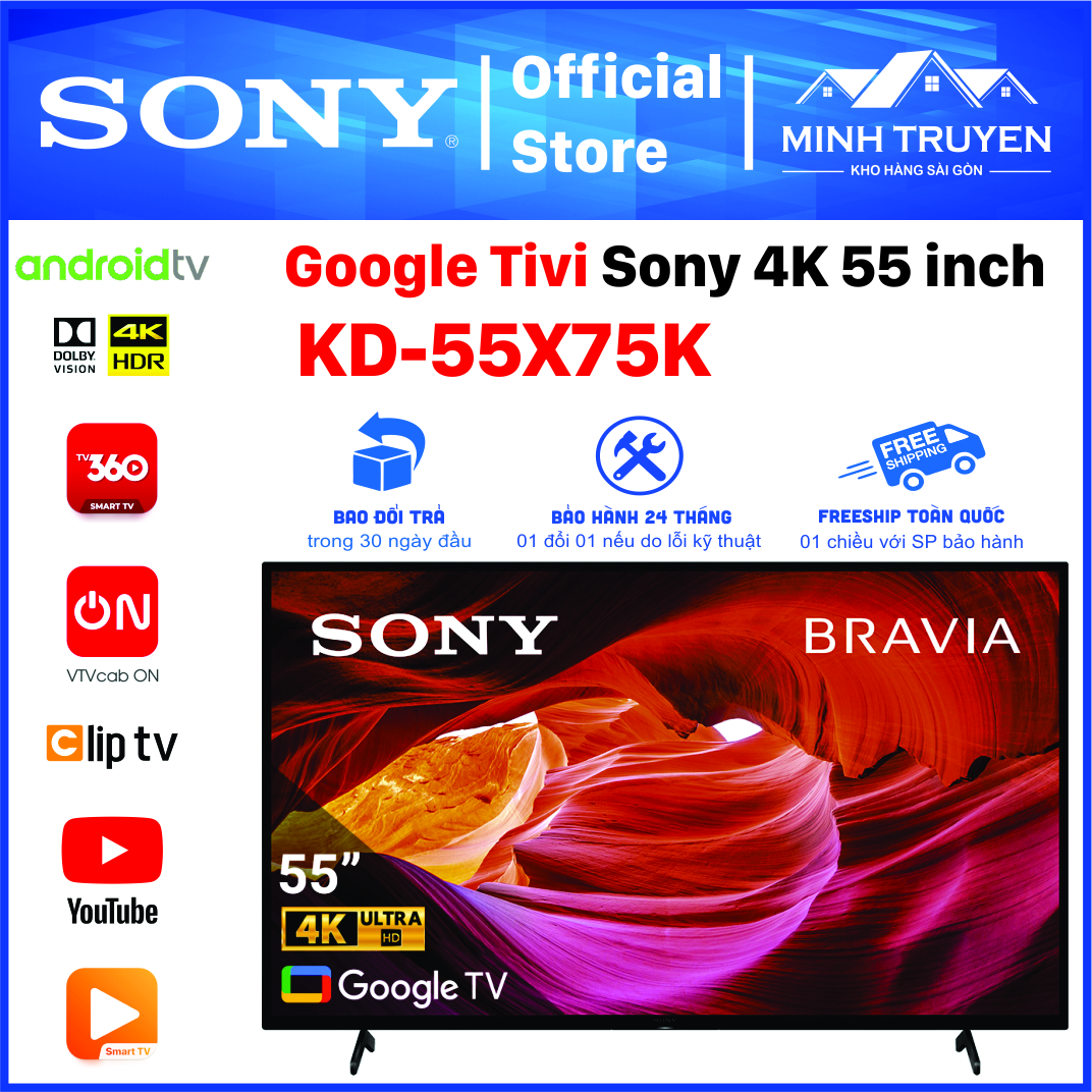 Google Tivi Sony 4K 55 inch KD-55X75K - Model mới 2022 - MixASale