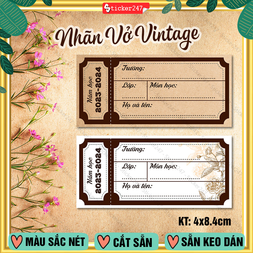 Nhãn Vở Vintage Vé Cổ Điển 🌈𝑭𝒓𝒆𝒆𝒔𝒉𝒊𝒑 Decal Nhãn Vở Cute, Retro Cổ Điển, Miếng Dán Nhãn Cắt Sẵn ...