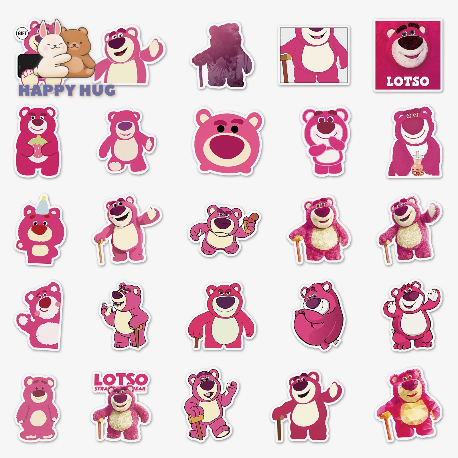 Bộ 10-50 Sticker Gấu dâu Lotso Huggin Bear miếng dán trang trí hoạt ...