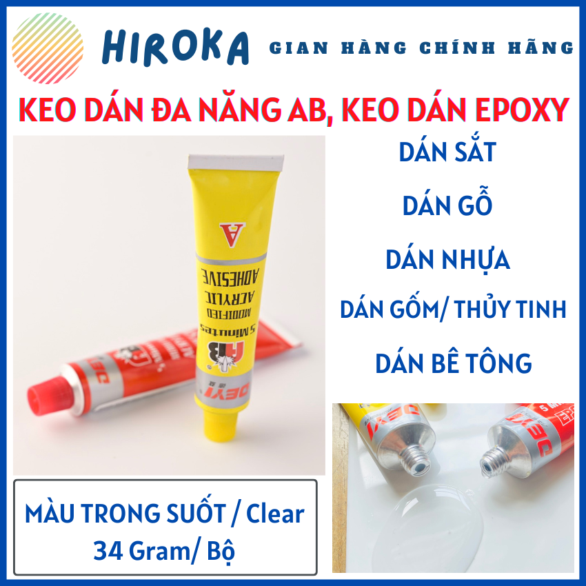 Keo Dán Siêu Dính Đa Năng AB Epoxy 2 Thành phần Dán Sắt Nhựa Gỗ Gốm Bê ...