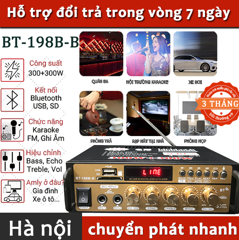 Ampli Karaoke Mini 12V đă năng 2 cổng Mic BT-309A - MixASale