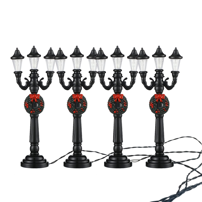 4Pc Mini Christmas Lamp Post Train Lamp Miniature Street Lamp ...