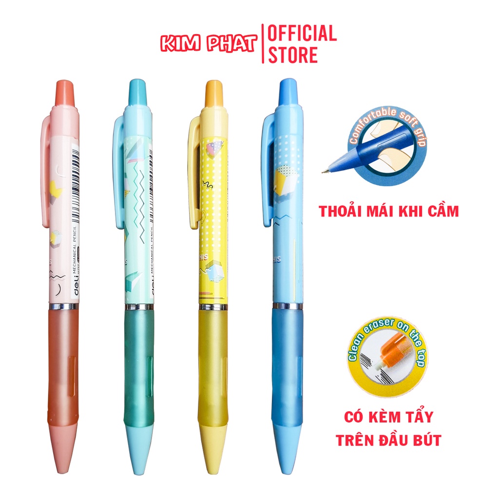 Bút chì kim bấm DELI MEMPHIS Kèm tẩy | Lazada.vn