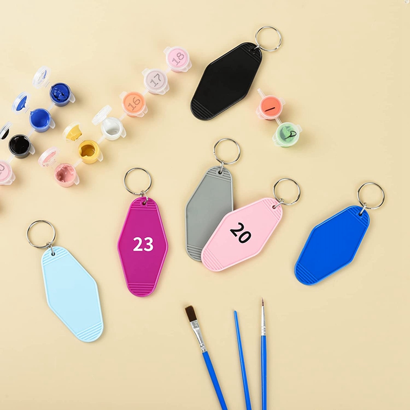 1Set Vintage Colorful Motel Keychain Blank Hotel Key Tag for Vinyl ...