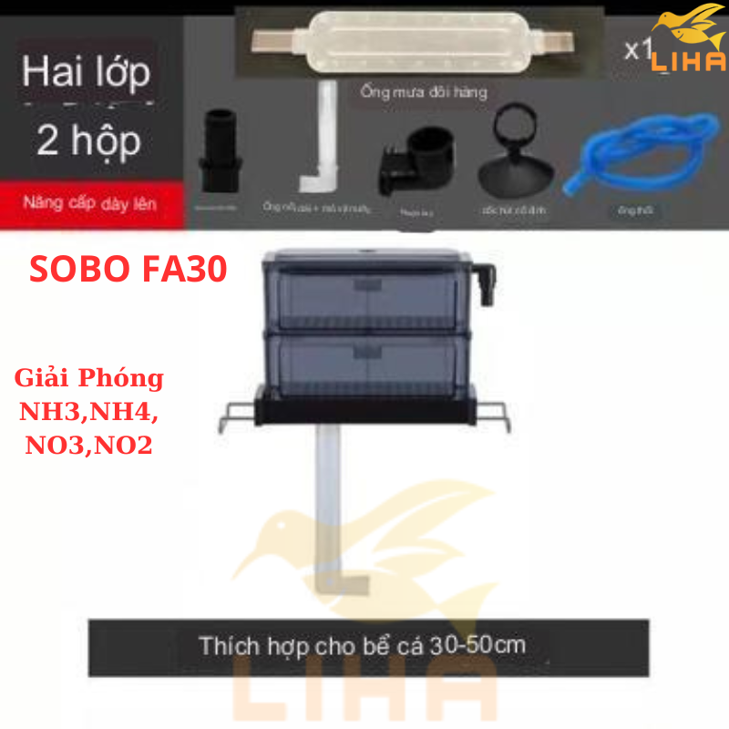 Bộ Lọc Dàn Mưa Sobo F-30 FA30 (2 Tầng 2 Khay Lọc Bằng Mica) Cho Hồ Cá ...