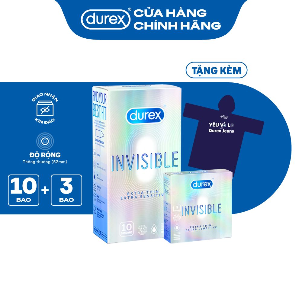 Bộ 2 hộp bao cao su Durex Invisible Extra Thin Extra Sensitive siêu ...