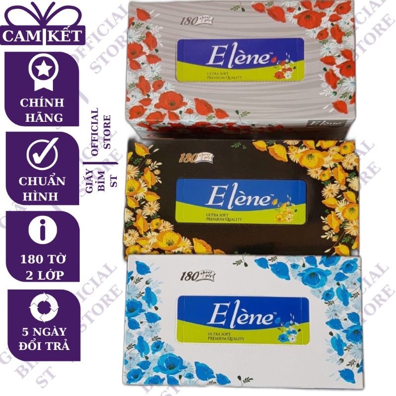 Giấy ăn rút lụa Elene Hộp giấy 180 tờ x 2 lớp | Lazada.vn