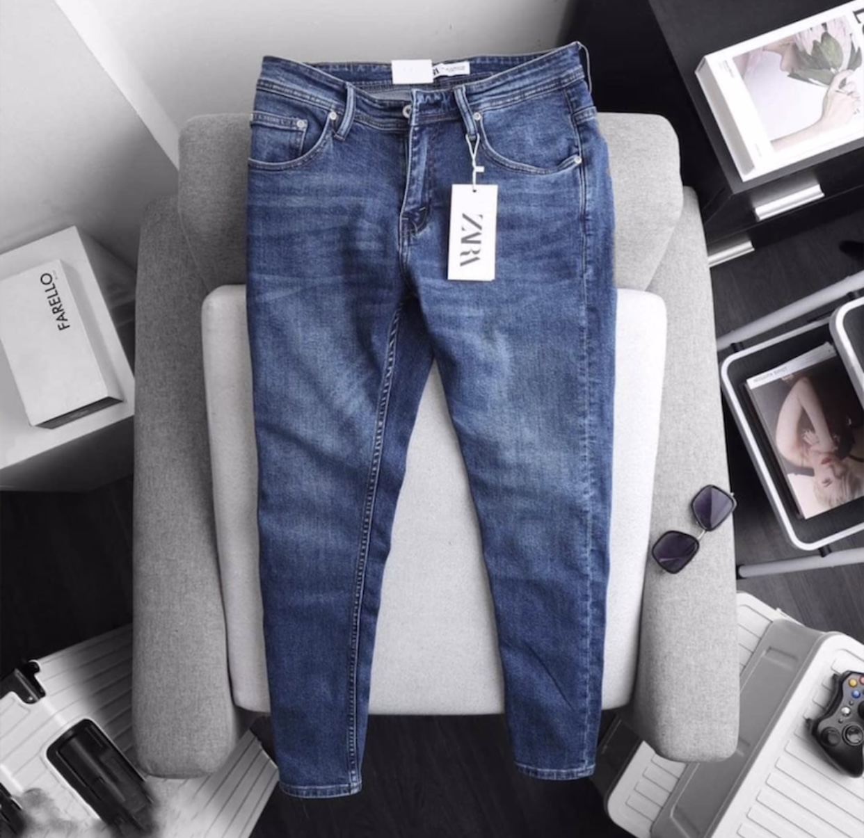 15-17.7 nhập LAZADAFAHB03 giảm 30K Quần jean nam Za Ra dáng skinny co ...
