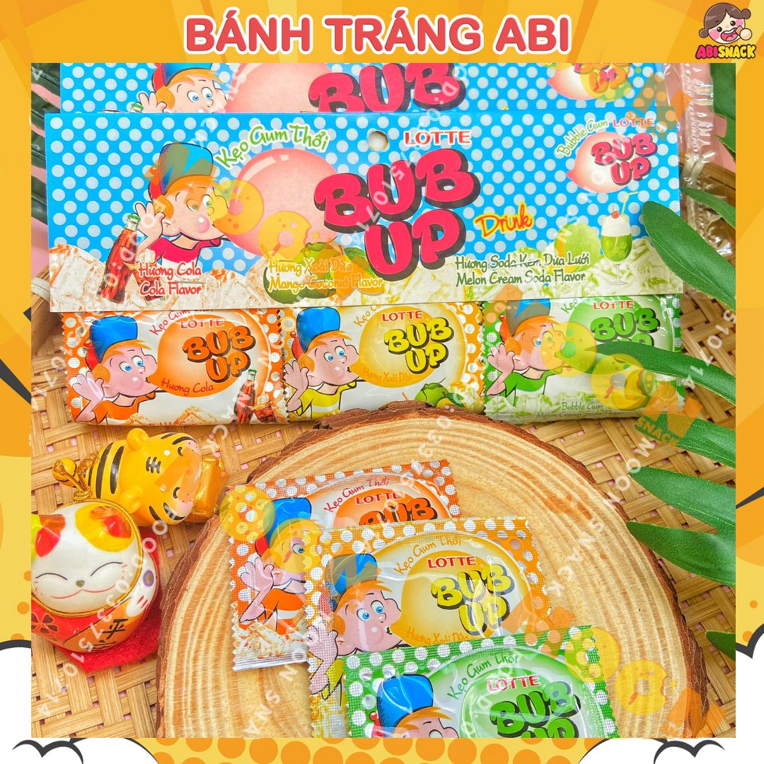 1 lốc kẹo singum thổi cao su bub up lotte hương trái cây gồm 24 tép đủ vị dâu cam nho/cola dừa ...