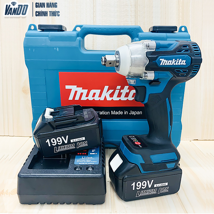 [ TẶNG PHỤ KIỆN ] Máy bắn bulong Makita 199V, Máy siết ốc, máy vặn bu lông dùng pin 10 cell ...
