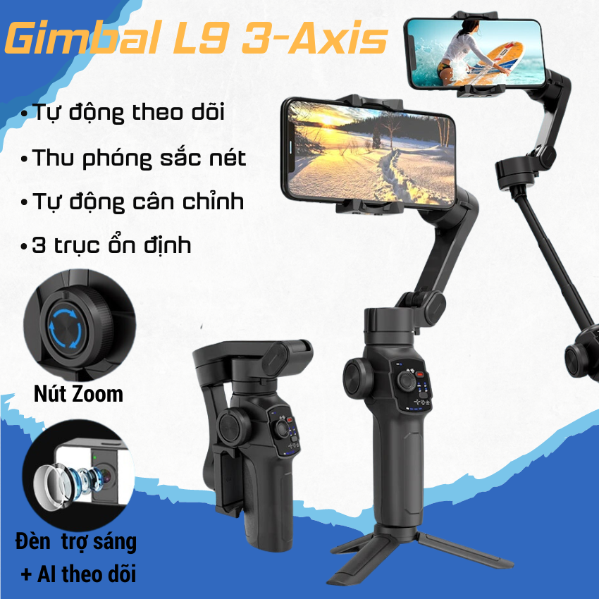 Gimbal chống rung cho điện thoại 3-Axis L9, Tay cầm gimbal chống rung, Gimball chống rung chuyên ...