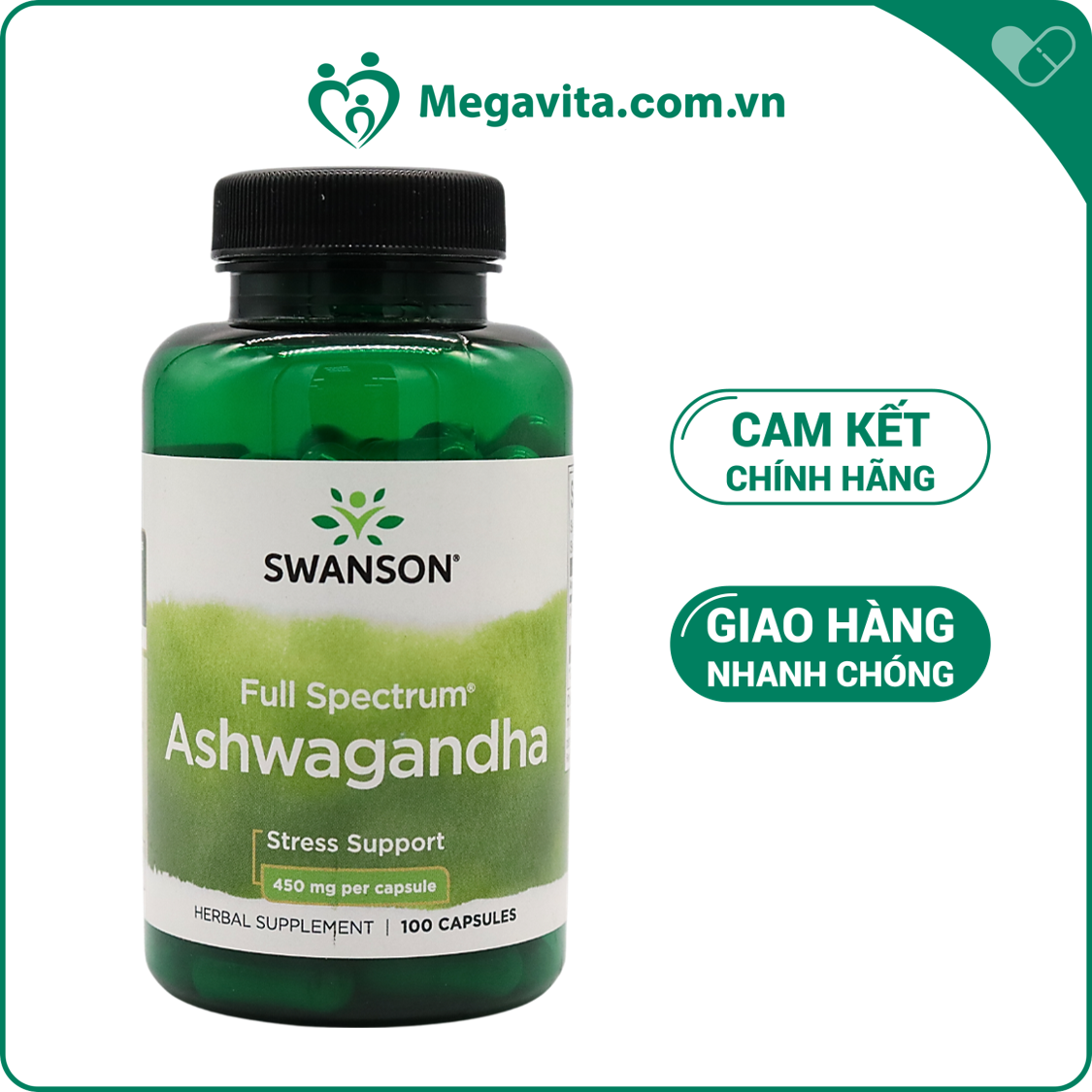 Viên Uống Giảm Căng Thẳng Swanson Full Spectrum Ashwagandha 450mg 100 ...