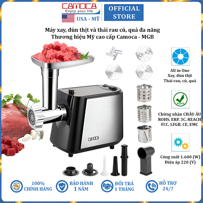 Máy xay thịt, nhồi xúc xích và thái rau củ, quả đa năng thương hiệu Mỹ cao cấp Camoca MGB - Hàng ...