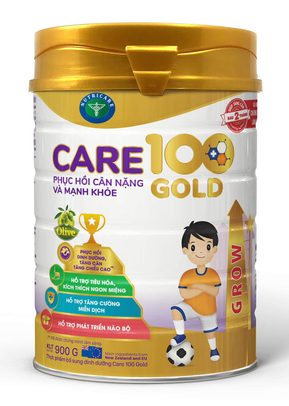 Sữa Nutricare Care 100 Gold cho trẻ biếng ăn suy dinh dưỡng 1-10 tuổi (900g) - MixASale