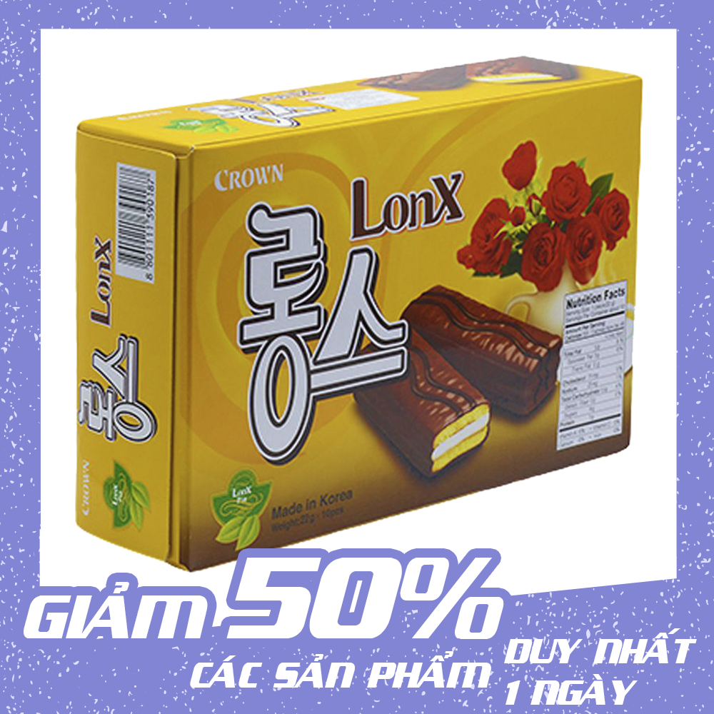 Bánh Crown Lonx Socola Hàn Quốc 220g, bánh Lonx Hàn Quốc, bánh Hàn Quốc ...