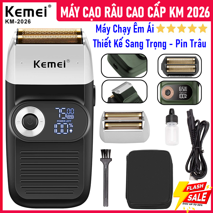 [Tặng 2 Kéo Cắt Tỉa] Máy Cạo Râu Đa Năng Kemei KM 2026 Cao Cấp, Máy Cạo Râu Nam , Dao Cạo Râu ...