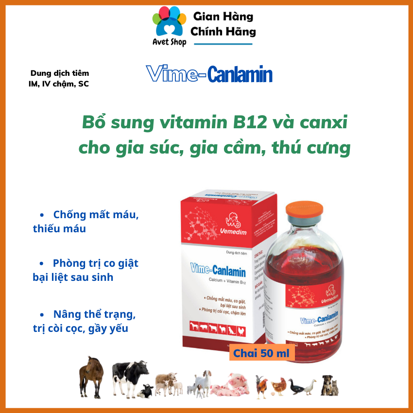 Vime-Canlamin, dung dịch tiêm, sản phẩm cung cấp vitamin B12 va can-xi ...