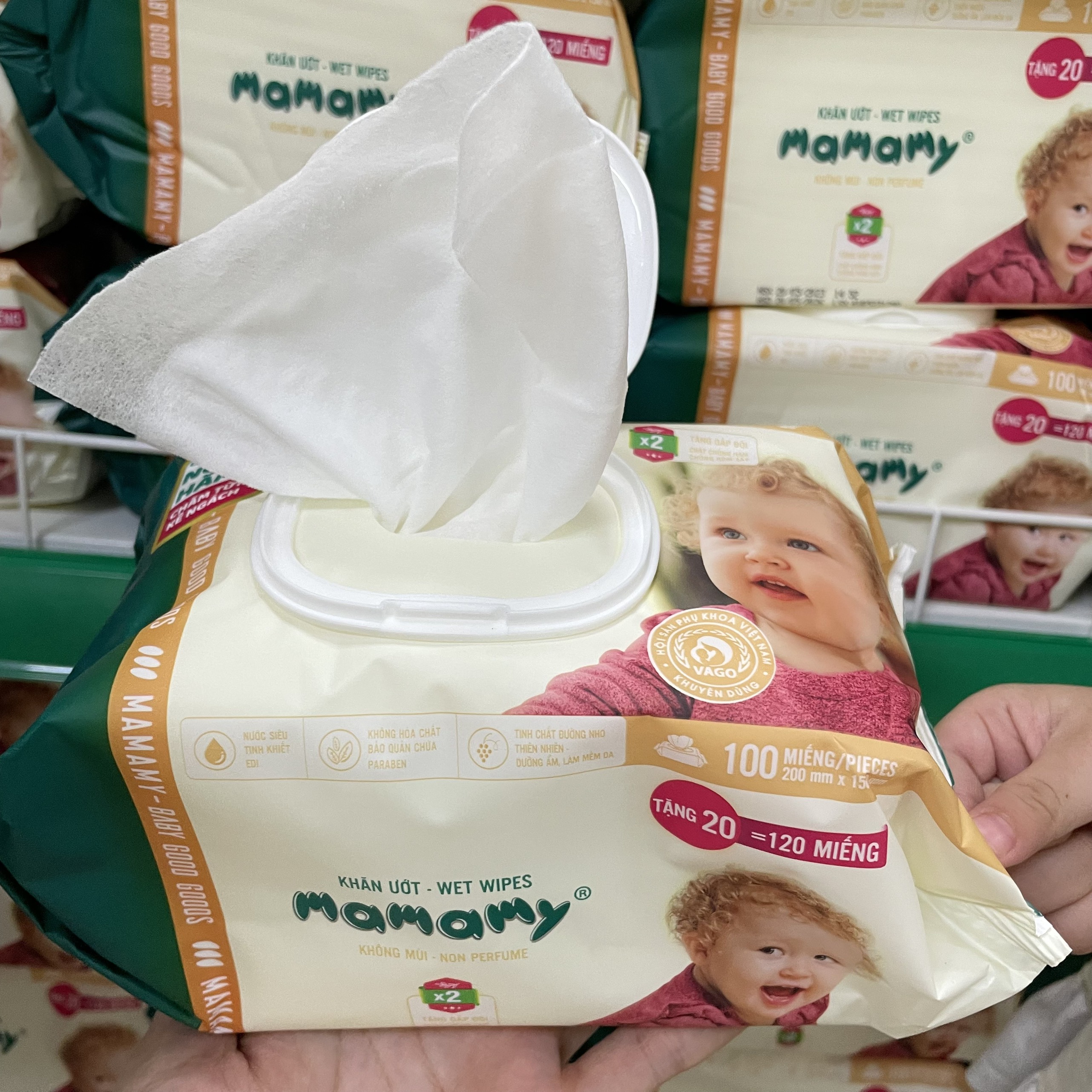 Combo 10 Khăn Ướt Mamamy 80 Tờ 120 Tờ KO MÙI Chống Hăm Tả Có Nắp (Hỏa ...