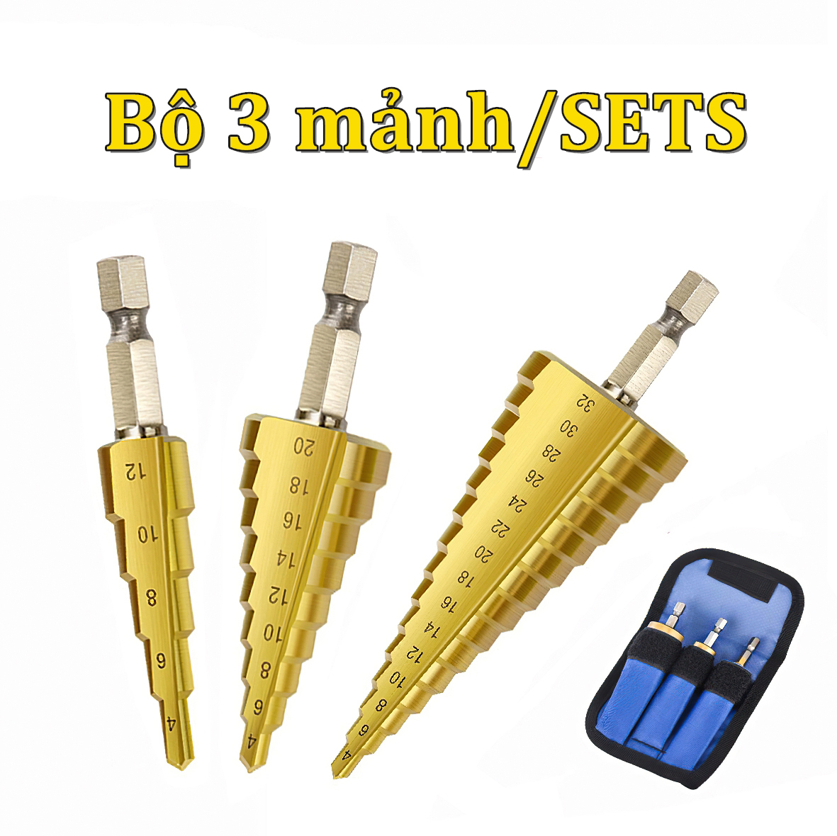 Bộ 5 mũi khoan tháp thép gió HSS mạ Coban bền khỏe, đa tầng, nón, bước ...