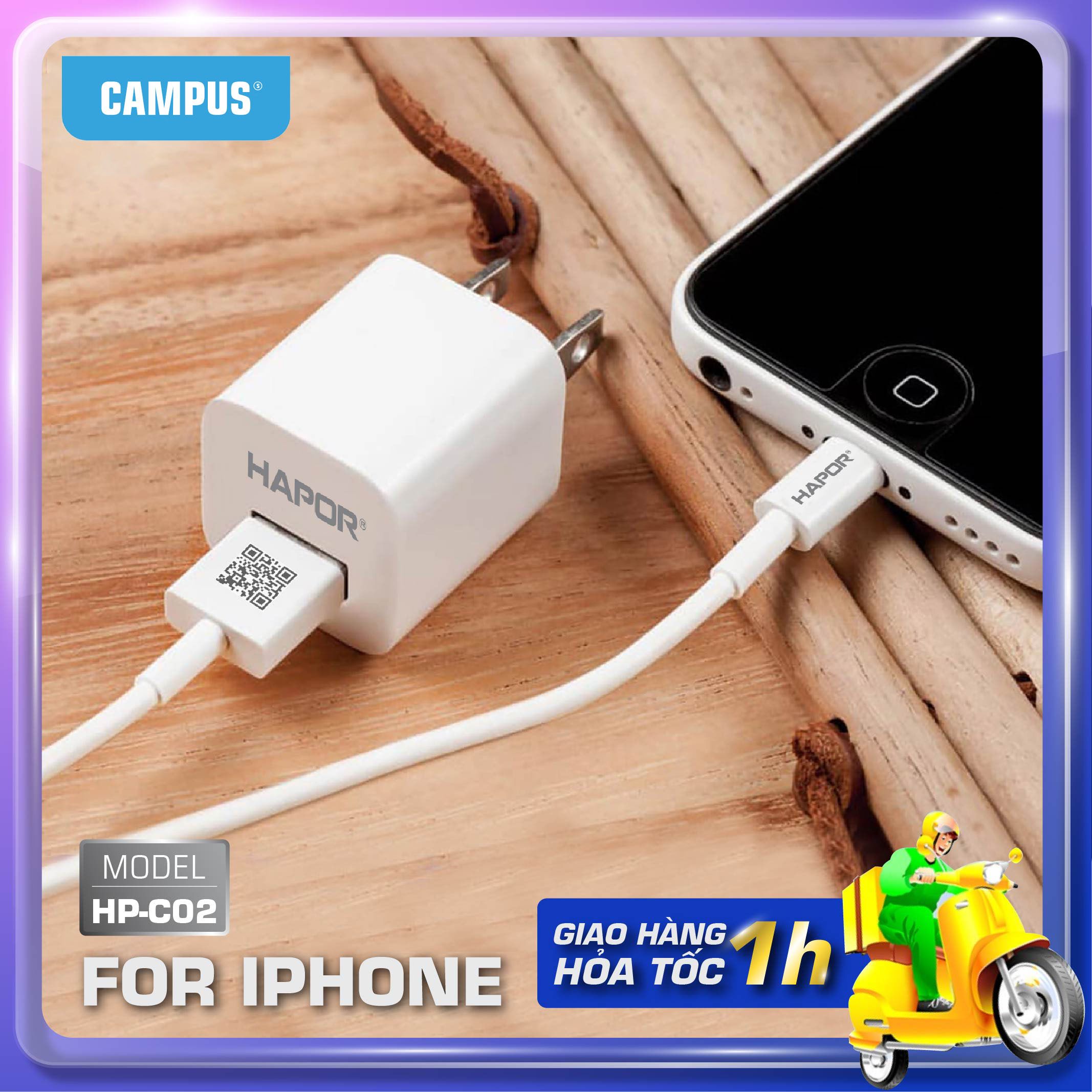 Củ sạc IP Hapor siêu bền tốc độ sạc chuẩn - Dòng điện vào ổn định chống ...