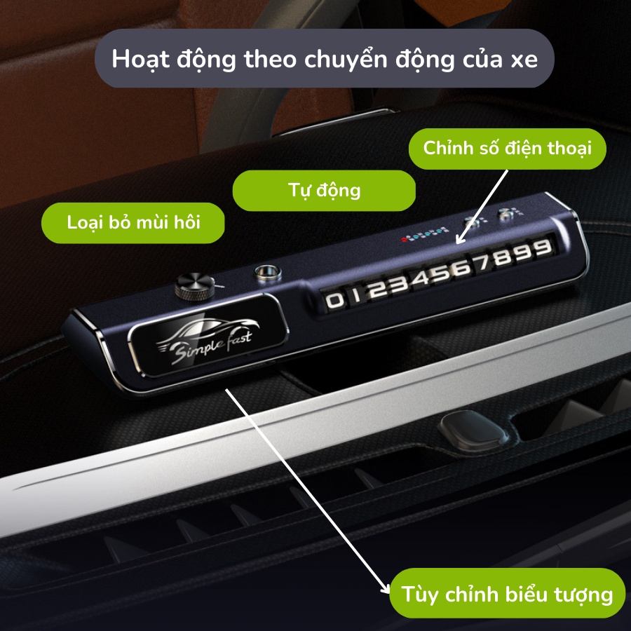 Máy Xông Tinh Dầu ô Tô Kết Hợp đèn Led Nháy Theo Nhạc Bảng Số điện
