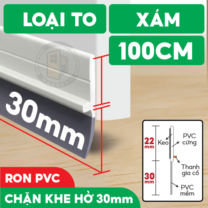 Ron pvc chặn khe hở đáy cửa, Thanh cao su dán chân cửa NANORON chắn khe ...