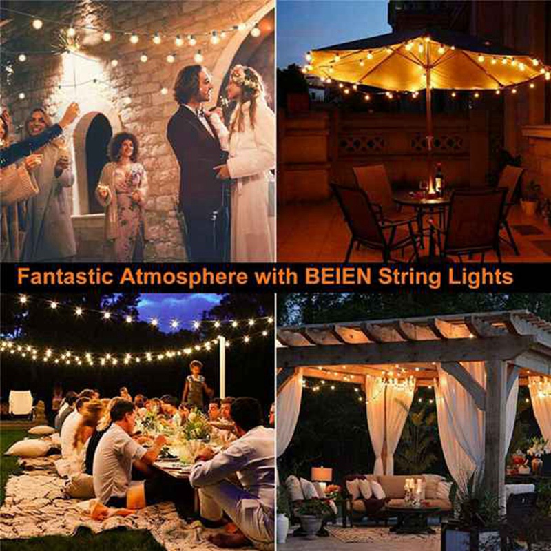 G40 Solar Powered Led Lights Outdoor Patio Globe String Lights Bistro ...