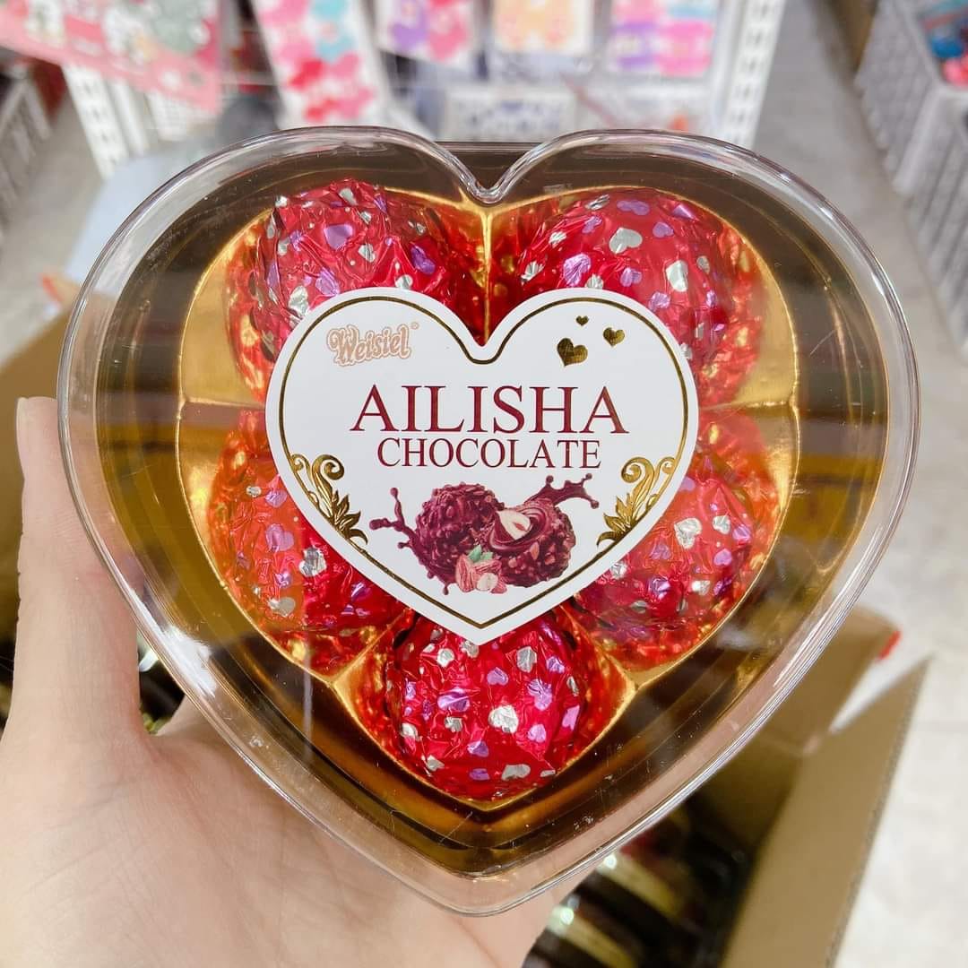 Hộp kẹo chocolate AILISHA hình trái tim cao cấp nhân soco
