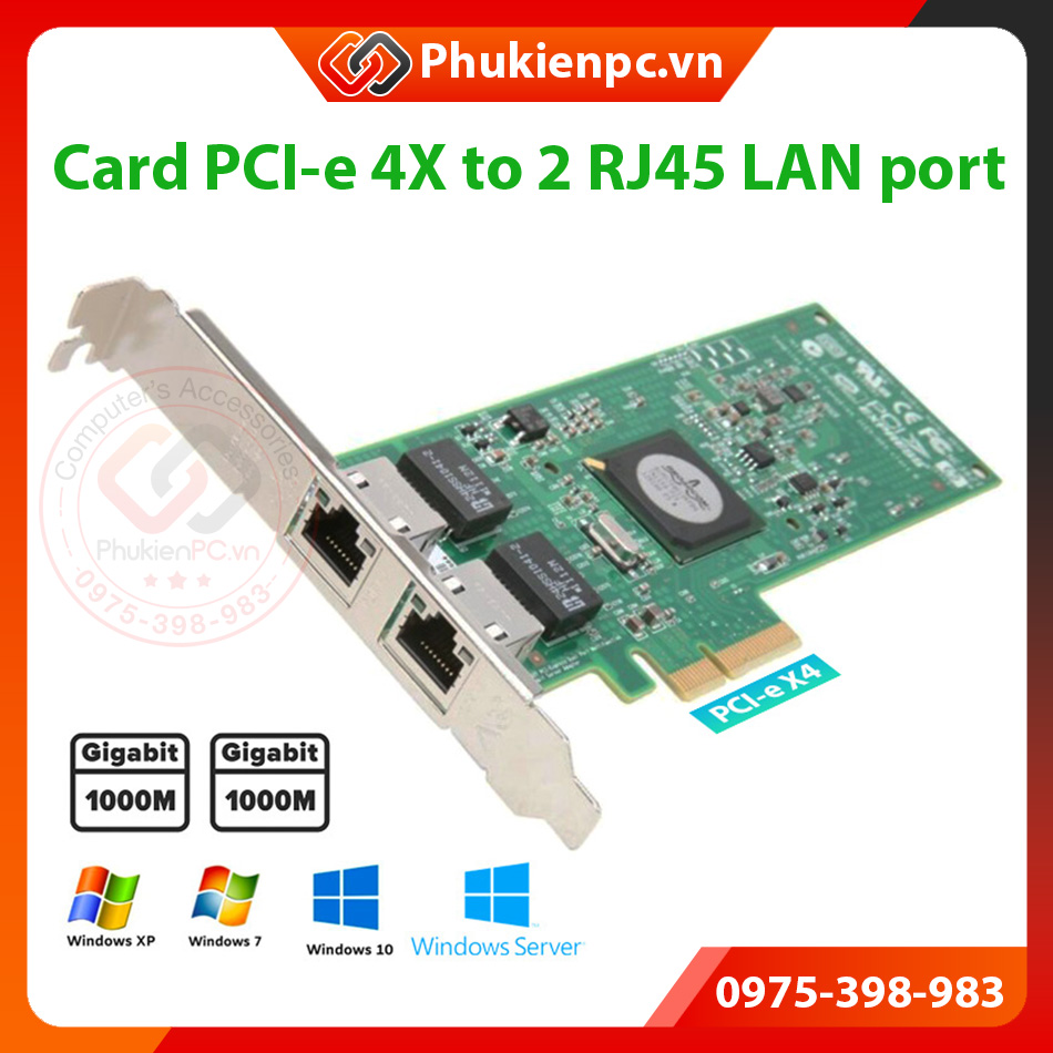 (Hàng mới) Card mạng PCIe 4x to 4 Port LAN RJ45 Ethernet 2.5 Gigabit ...