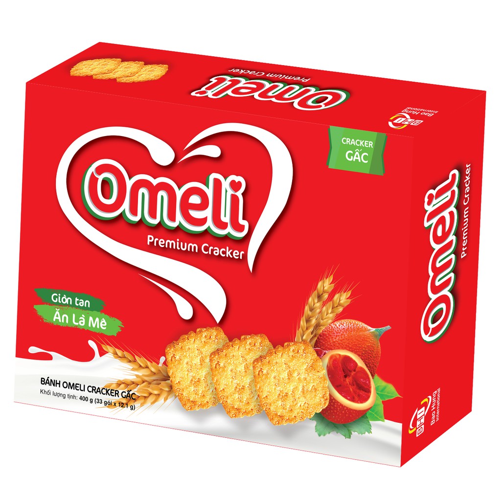 Bánh Omeli Cracker gấc - Hộp giấy 400g | Lazada.vn