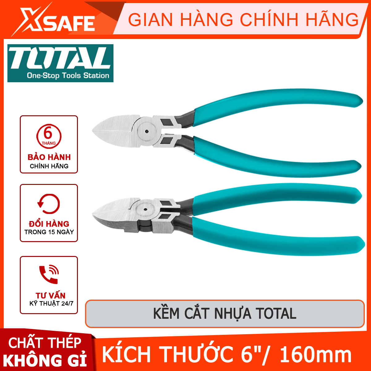Kìm cắt nhựa TOTAL THT230612 | kềm cắt kích thước 6"/ 160mm đầu kềm ...
