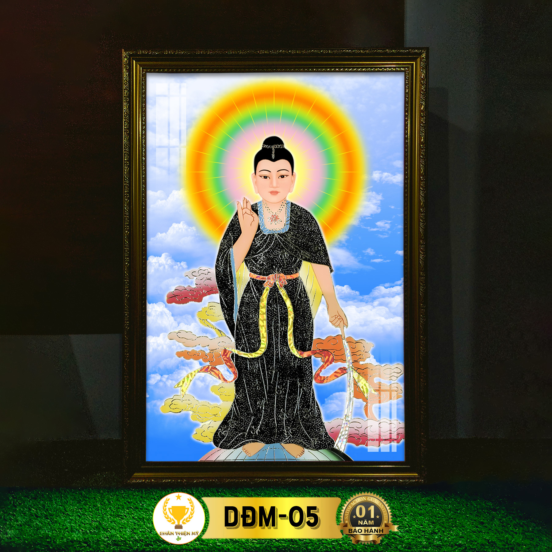 Tranh Thờ Diêu Trì Địa Mẫu Có Đèn CHÂN THIỆN MỸ, Trang Trí Bàn Thờ Treo ...
